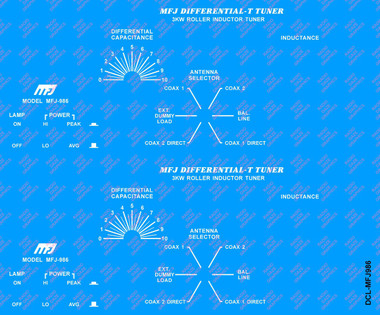 MFJ Model 986 Antenna Tuner Decal Set (Item: DCL-MFJ986) - Radio Daze LLC