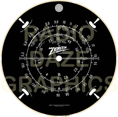 Zenith Model 12U158, 12U159 Dial (Item: DS-A772) - Radio Daze LLC