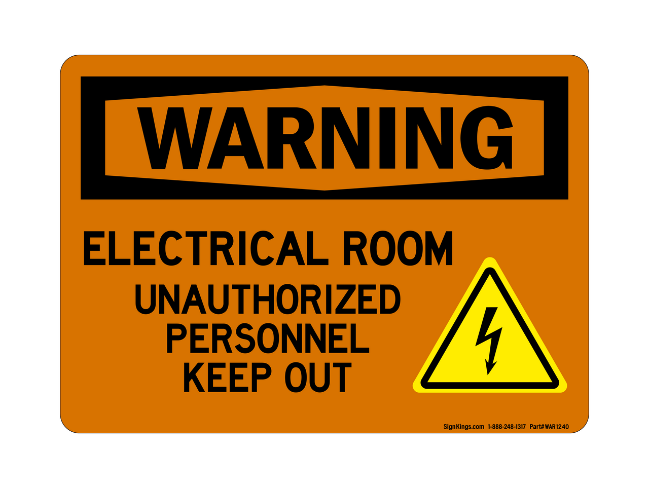 Electrical Room Unauthorized Personnel Keep Out (Electric Warning ...