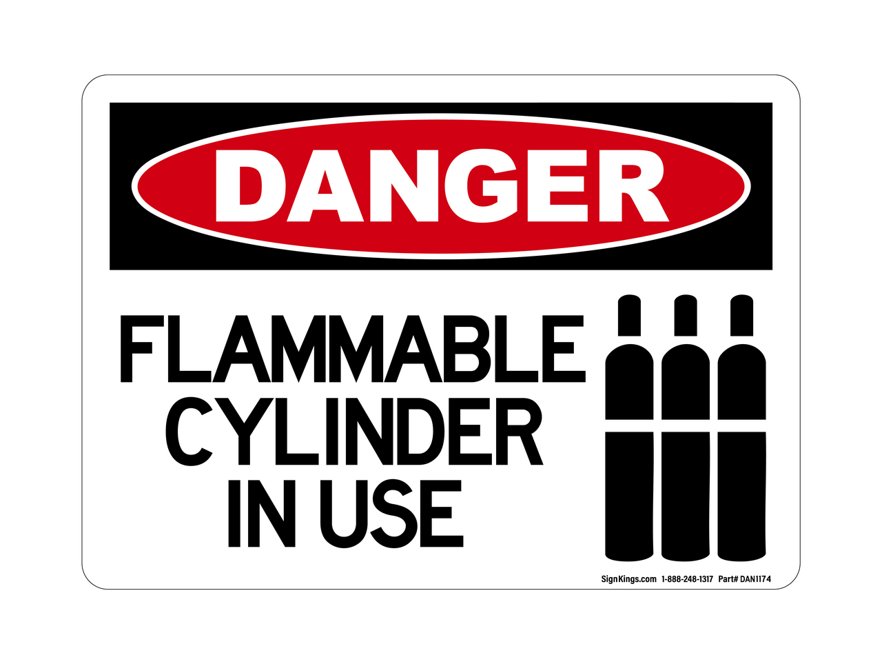 Flammable Cylinder In Use (Tanks Symbol), Danger Sign