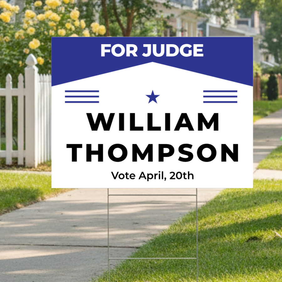 Custom Campaign Yard Sign - "Chevron" Header Red/Blue