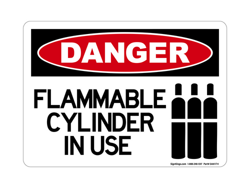 Flammable Cylinder In Use (Tanks Symbol), Danger Sign