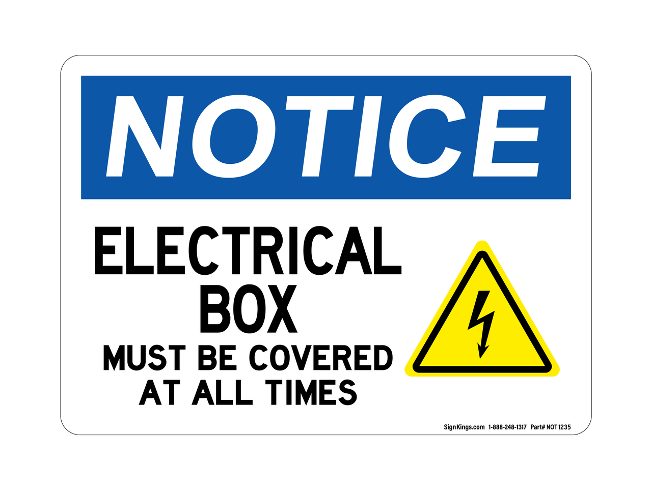Electrical Box Must Be Covered At All Times (Electric Warning Symbol ...