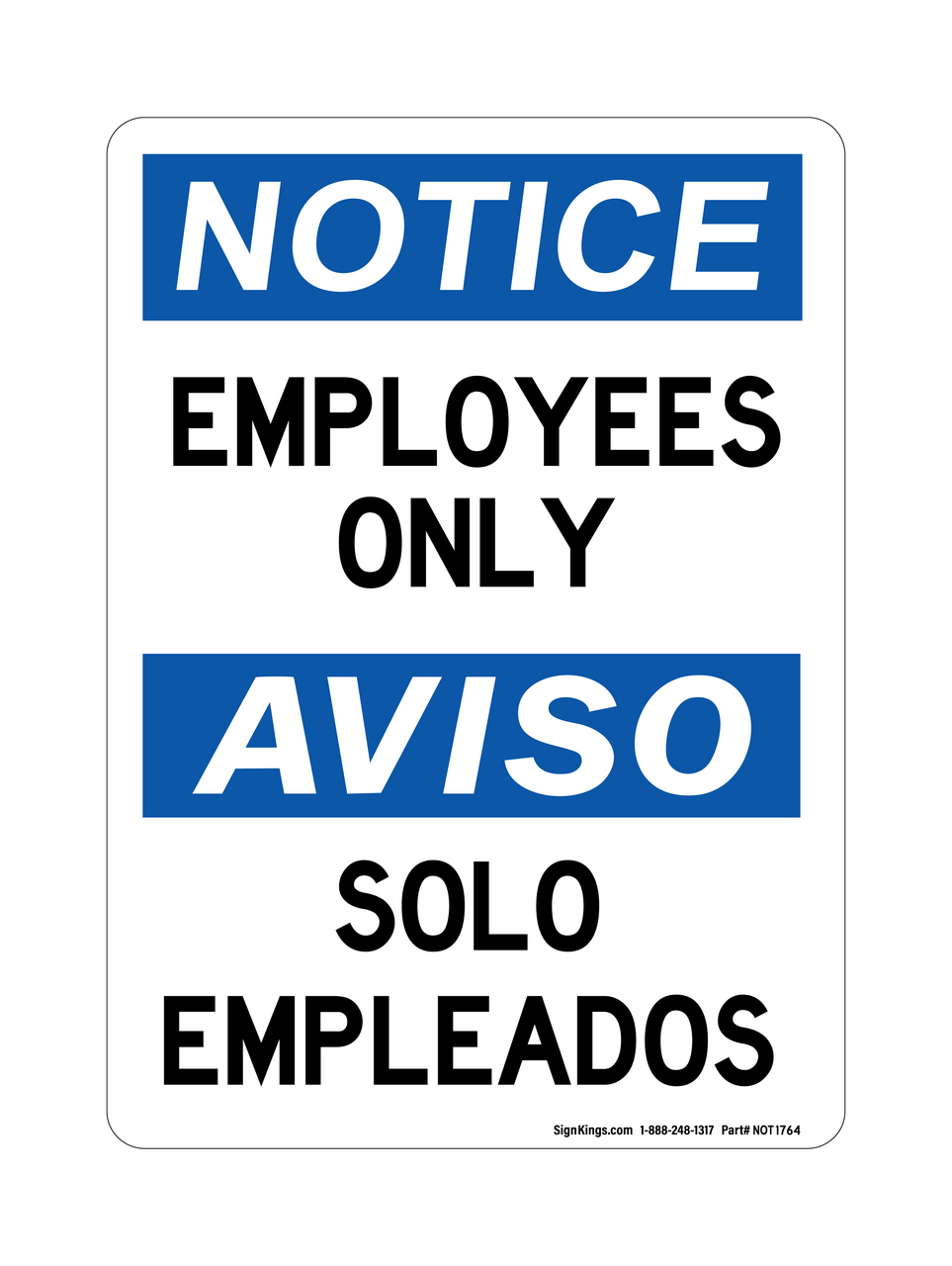 Employee Entrance Only English/Spanish Version 2, OSHA Notice Sign