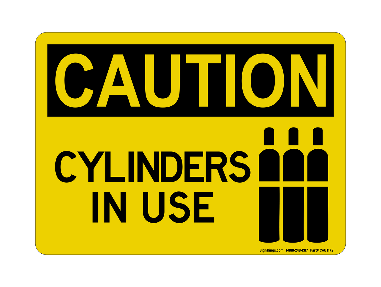 Cylinders In Use (Tank Symbol), OSHA Caution Sign