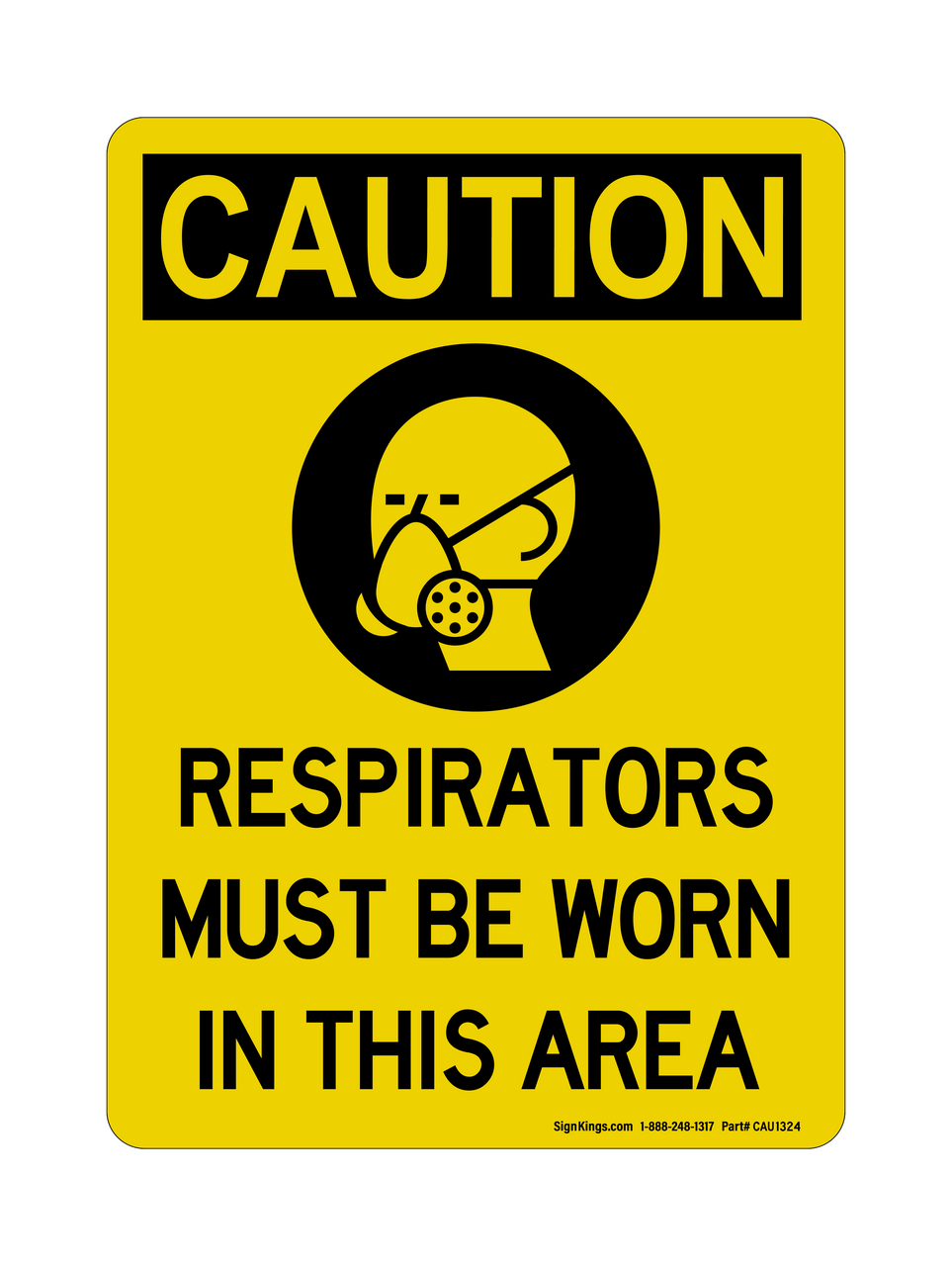 Respirators Must Be Worn In This Area Vertical(PPE Symbol), OSHA ...