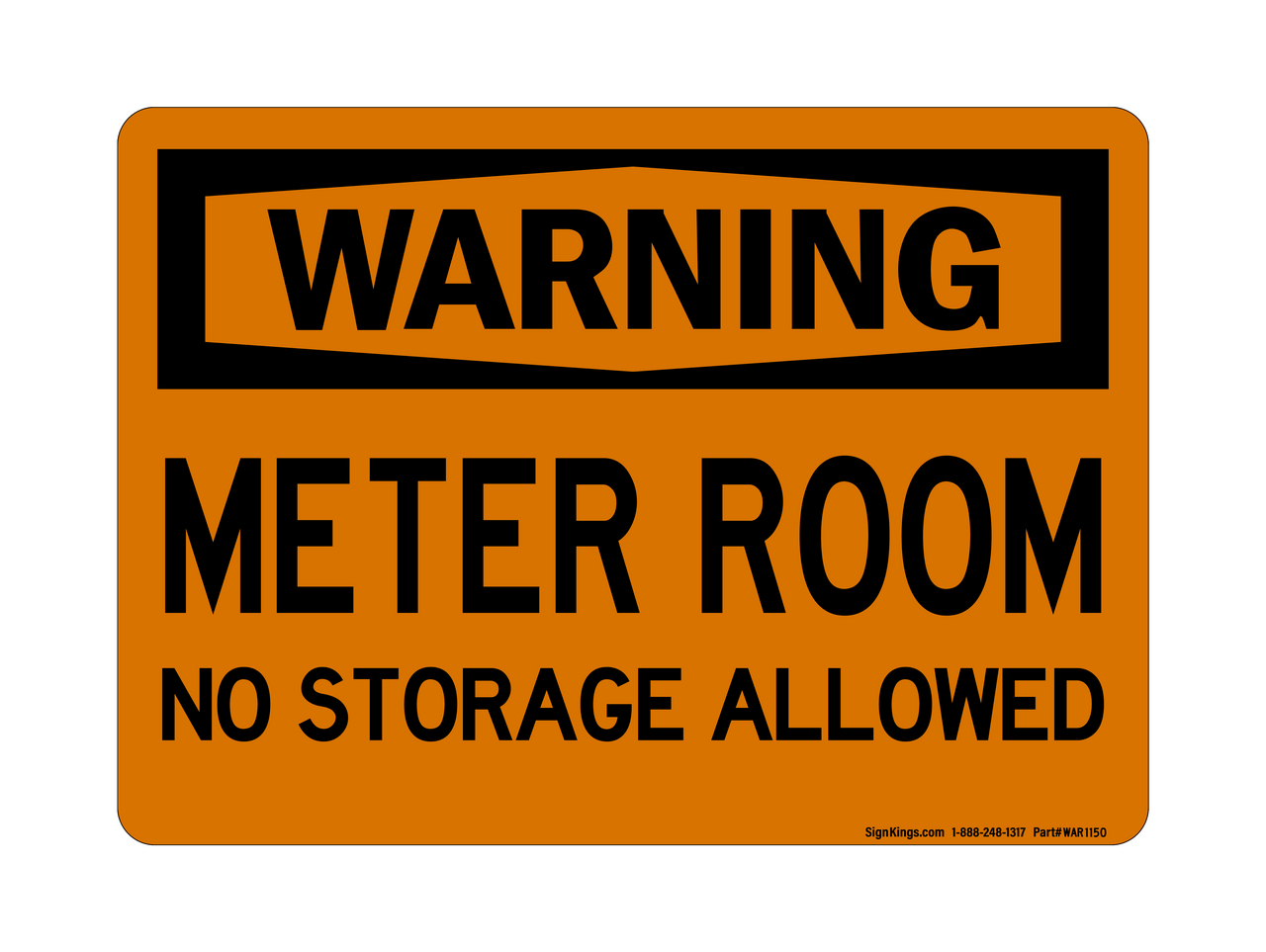 Meter Room No Storage Allowed, OSHA Warning Sign
