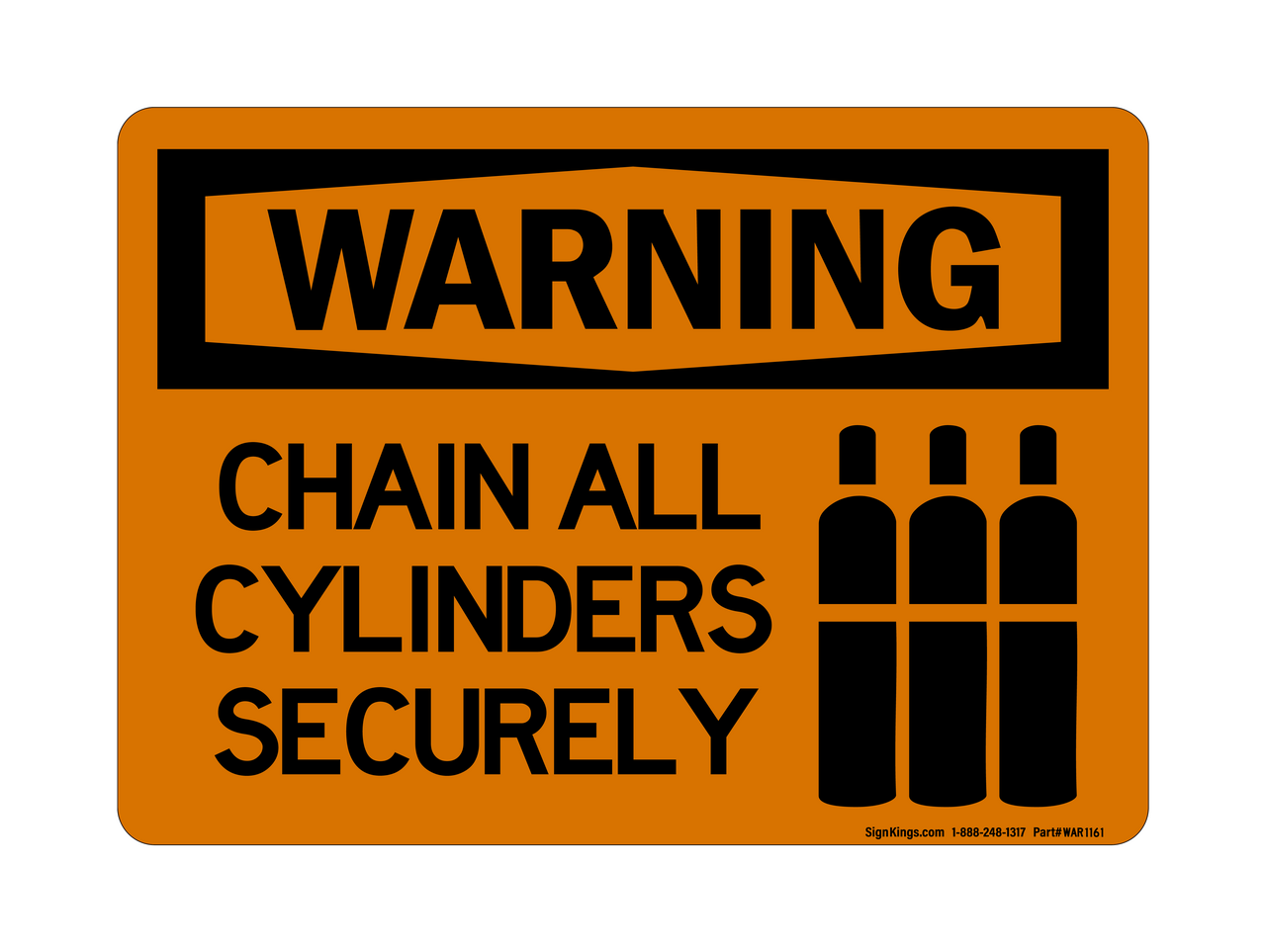 Chain All Cylinders Securely (Tanks Symbol), OSHA Warning Sign