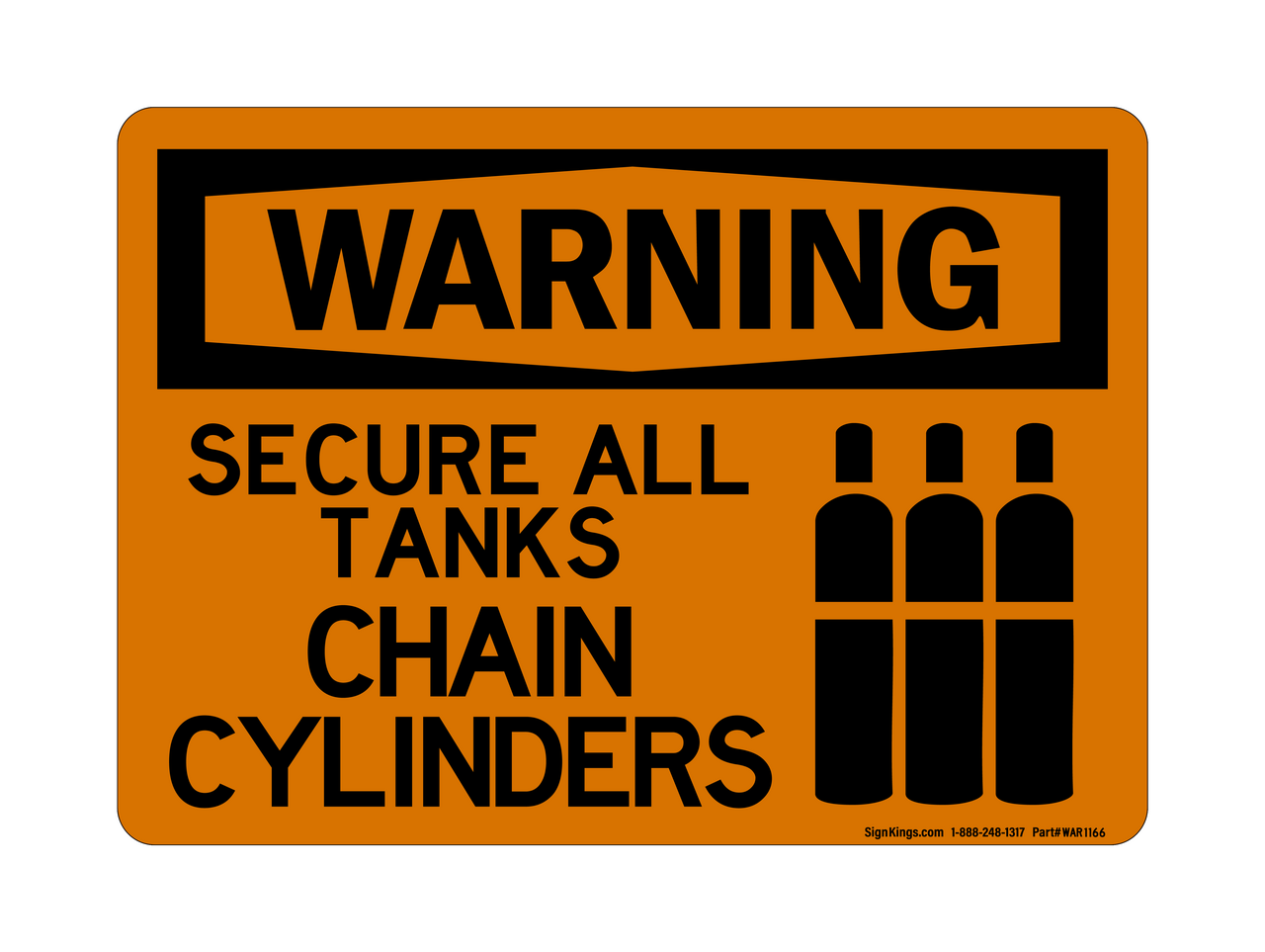 Secure All Tanks Chain Cylinders (Tanks Symbol), OSHA Warning Sign