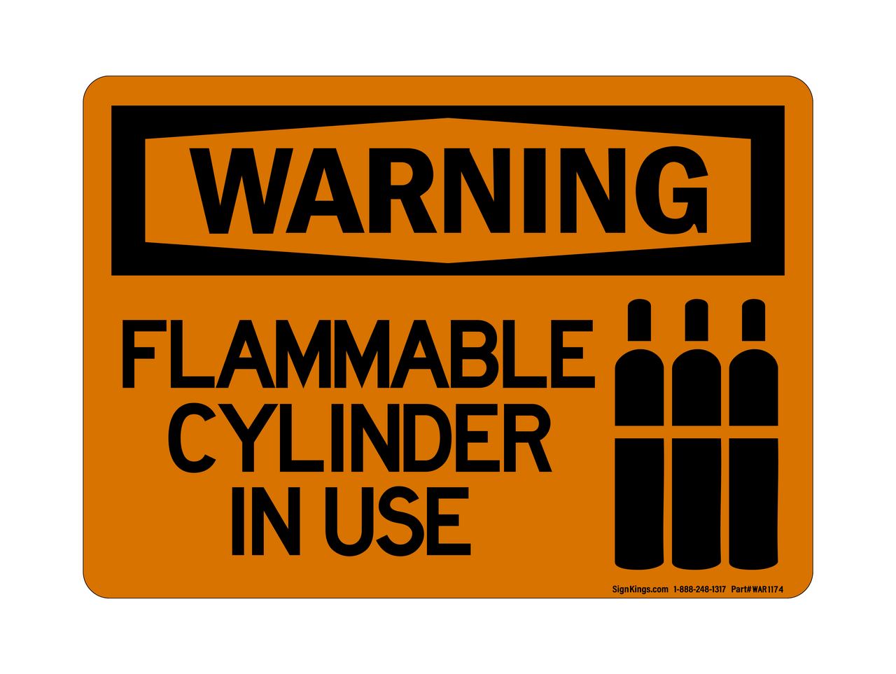 Flammable Cylinder In Use (Tanks Symbol), OSHA Warning Sign