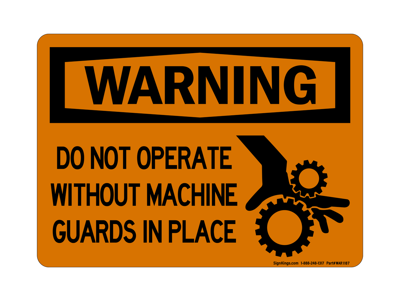 Do Not Operate Without Machine Guards In Place (Crush Hand Symbol ...