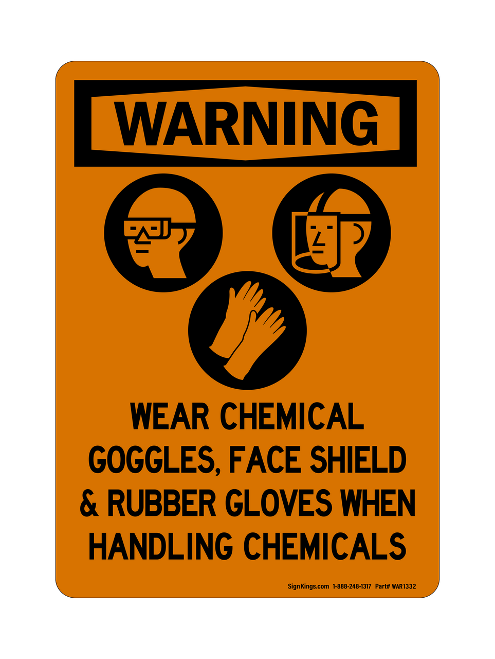 Wear Chemical Goggles, Face Shield & Rubber Gloves When Handling ...