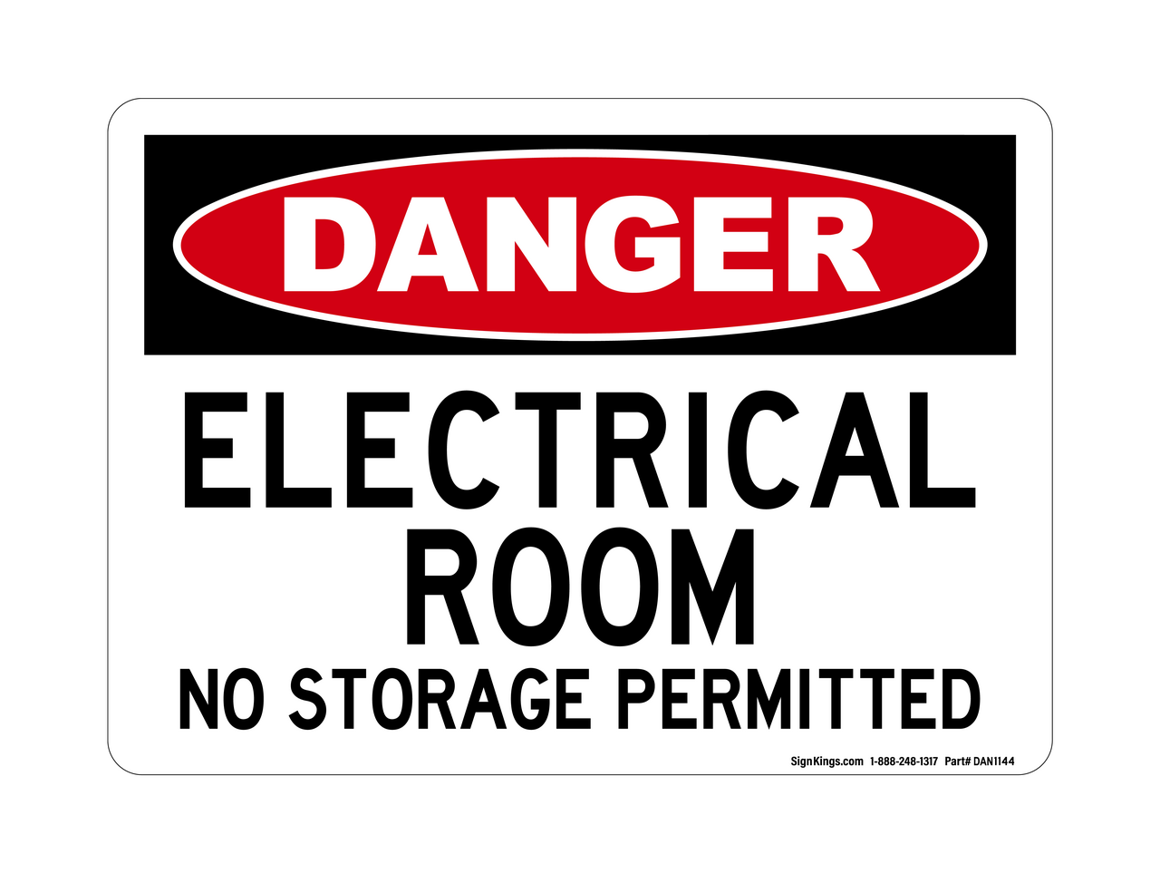 Electrical Room No Storage Permitted, Danger Sign