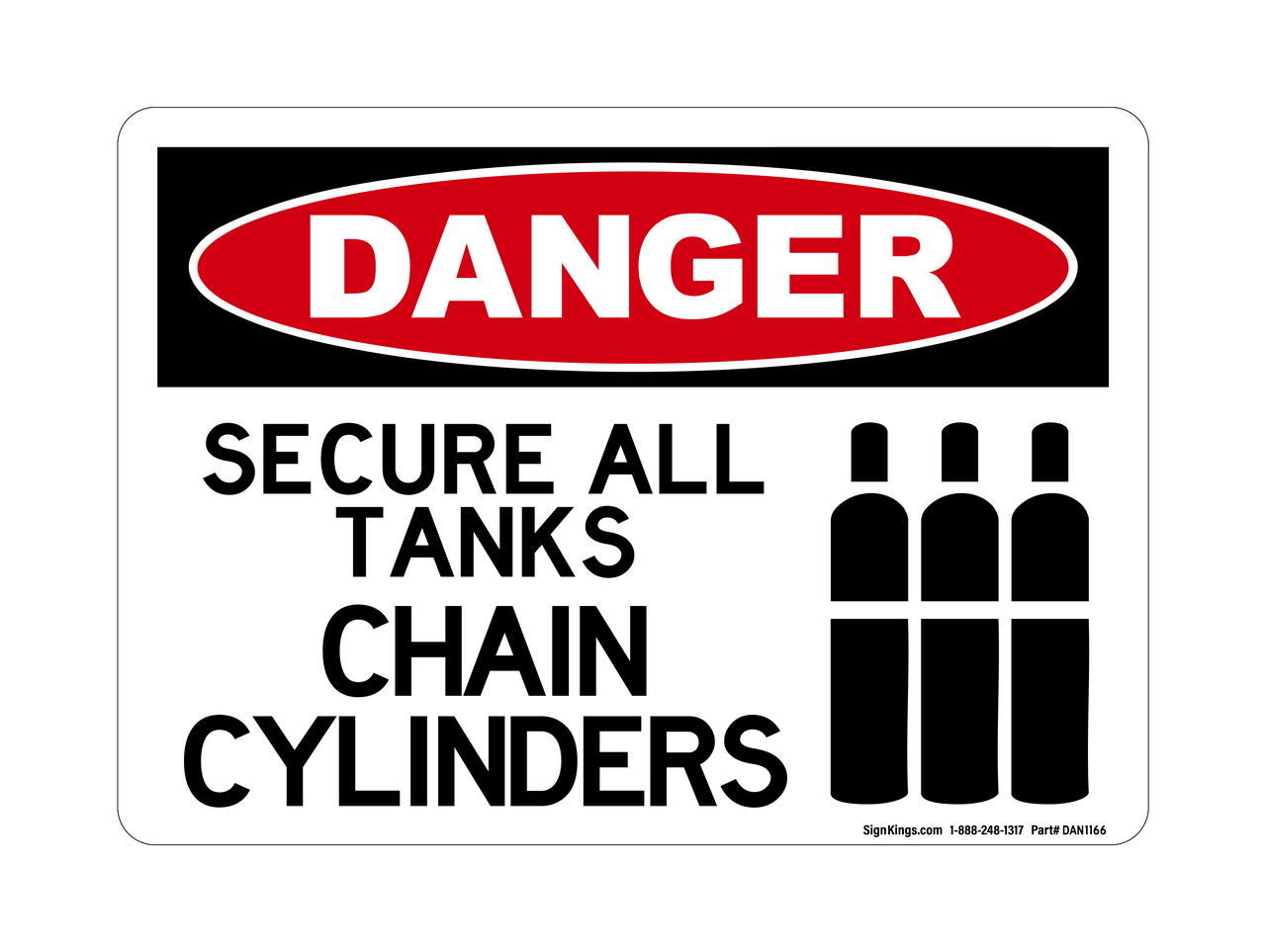 Secure All Tanks Chain Cylinders (Tanks Symbol), Danger Sign