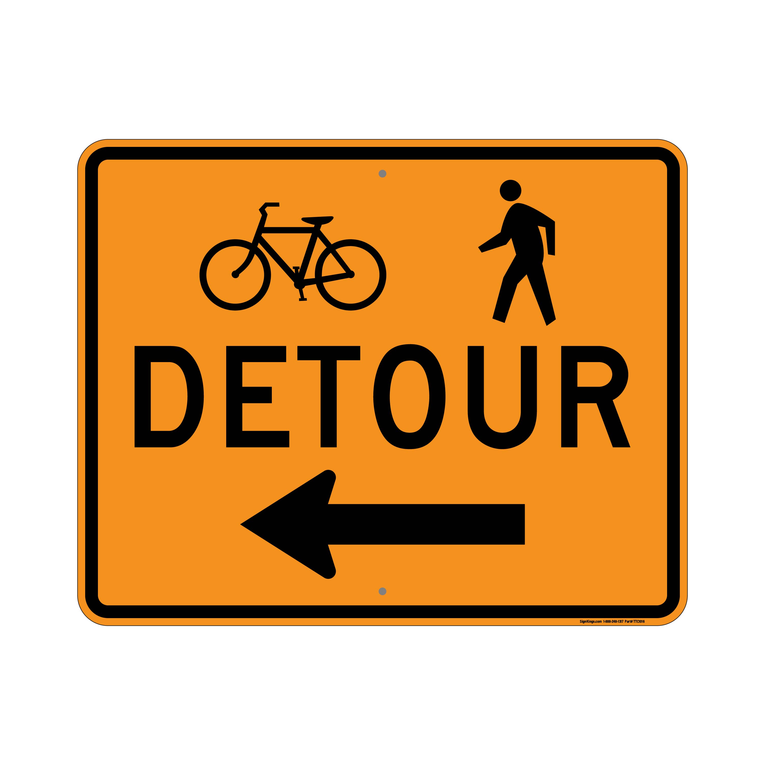 Bicycle and Pedestrian Detour Left Arrow,