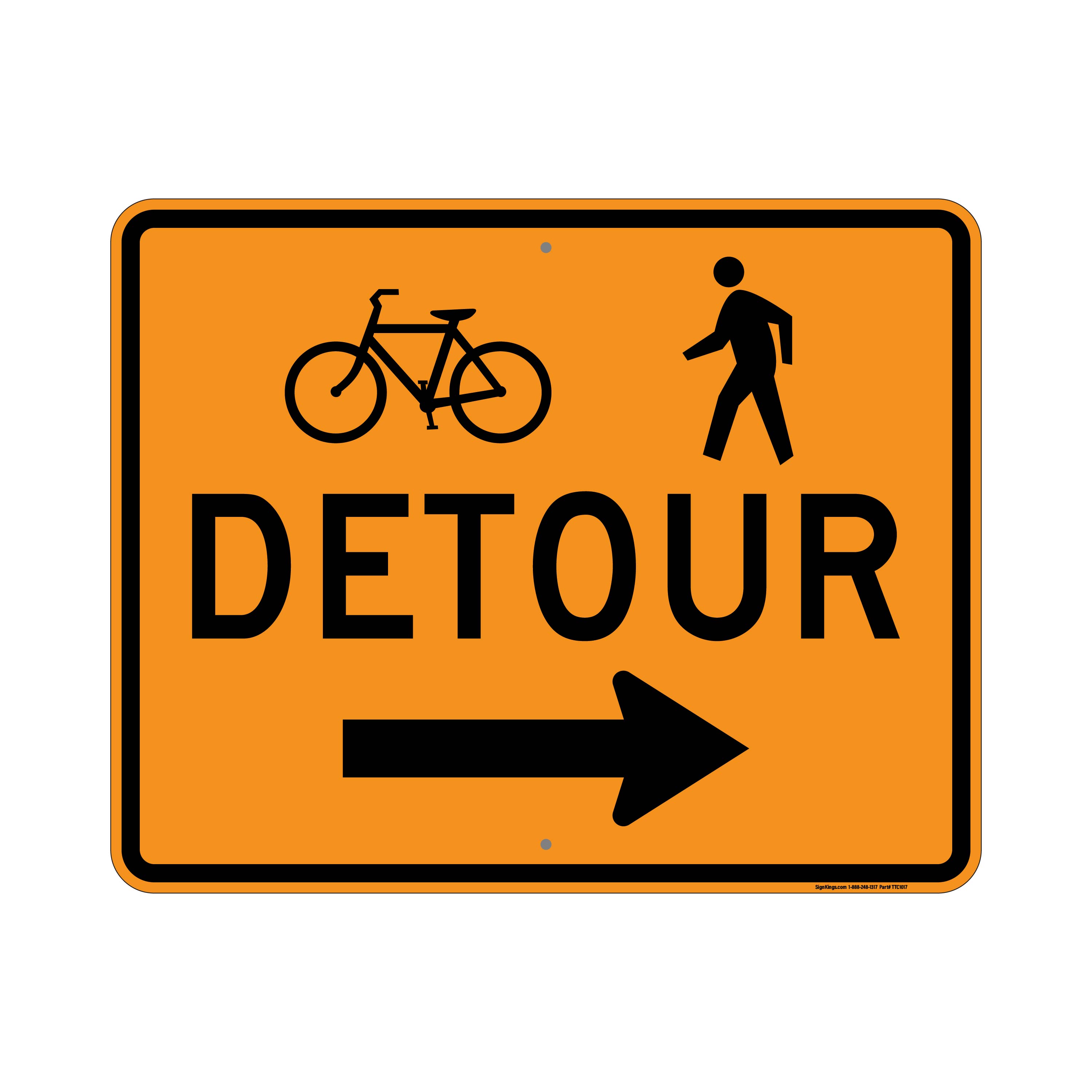 Bicycle and Pedestrian Detour Right Arrow,
