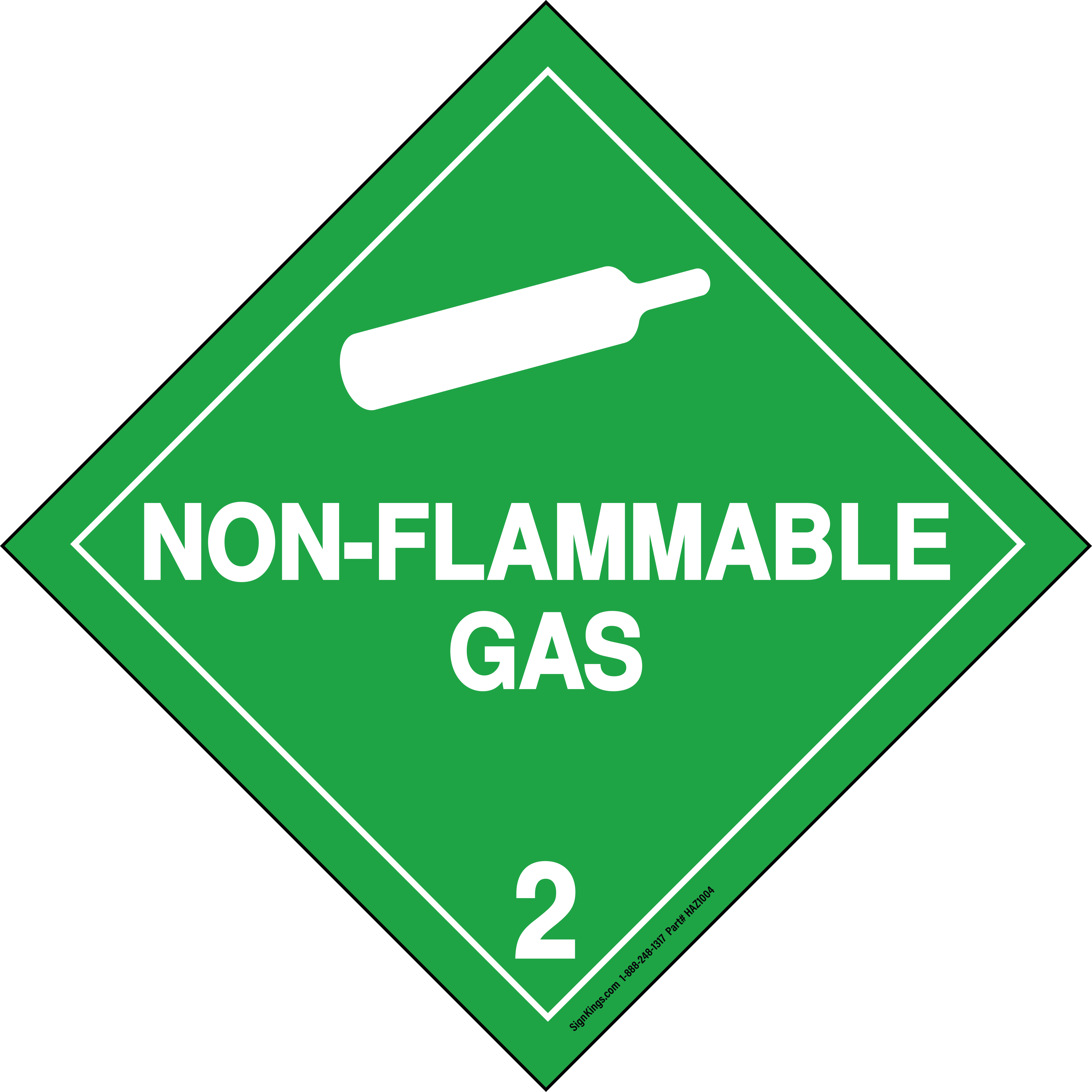 Hazard Class 2 Non-Flammable Gas, Hazmat Placard
