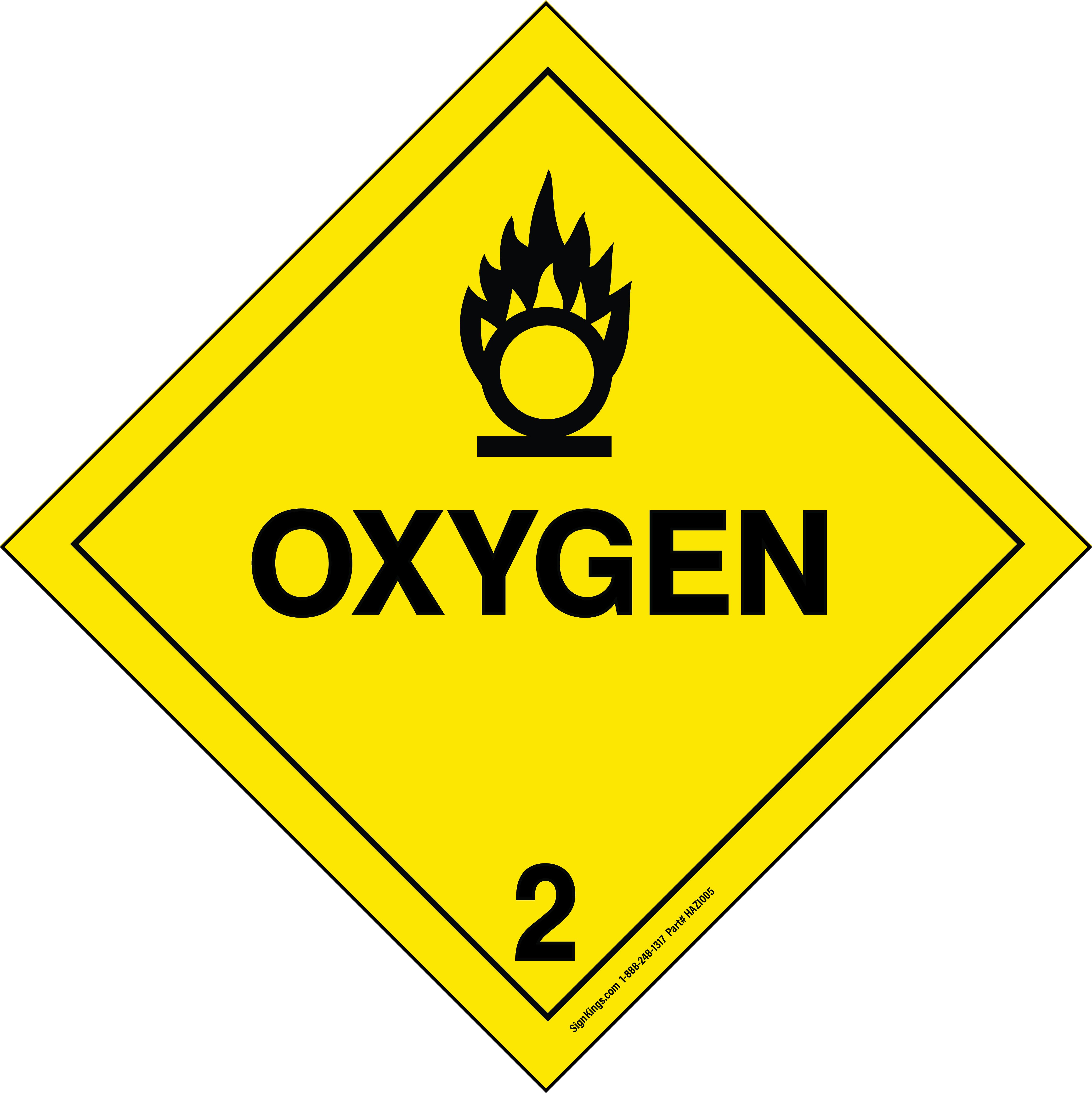 Hazard Class 2 Oxygen, Hazmat Placard
