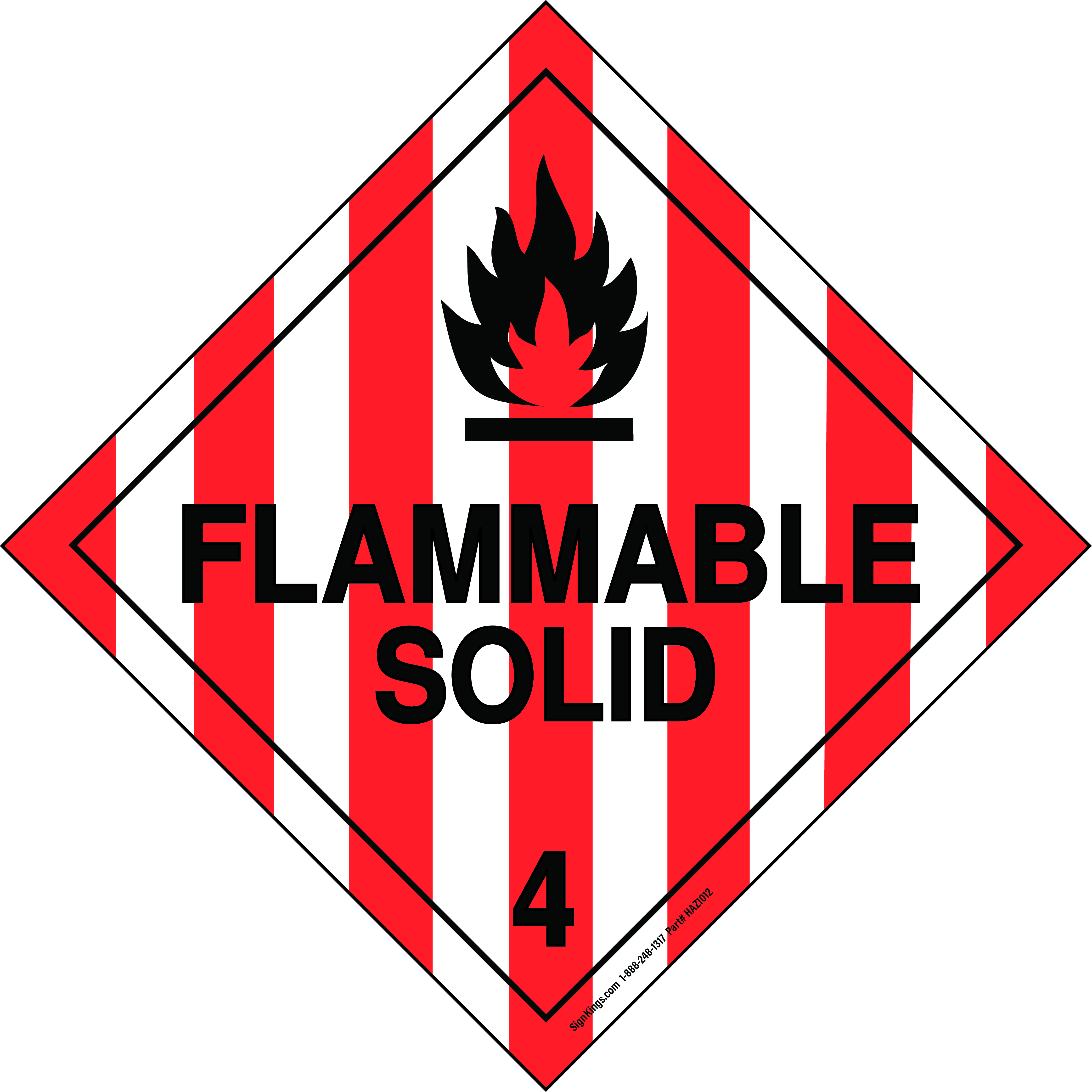Hazard Class 4 Flammable Solid, Hazmat Placard