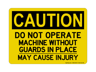 Do Not Operate This Machine Without GUARDS IN PLACE May Cause Injury ...