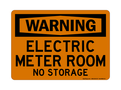 Electric Meter Room No Storage, OSHA Warning Sign