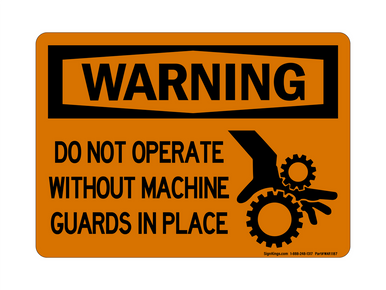Do Not Operate Without Machine Guards In Place (Crush Hand Symbol ...