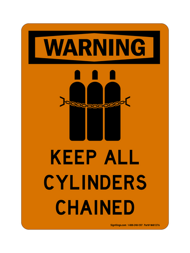 Keep All Cylinders Chained (Chained Tanks Symbol), OSHA Warning Sign