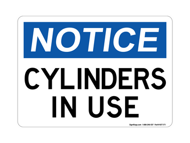 Notice signs: Cylinders In Use, (no water Symbol) Traffic Control Signs ...