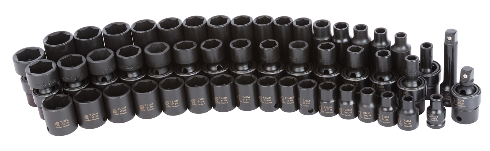 [PN: 3351] SUNEX Tools 3/8" Dr. 51pc Metric Impact Socket Set