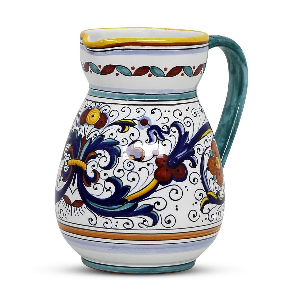Orvieto Blue Rooster Pitcher Italian Ceramics