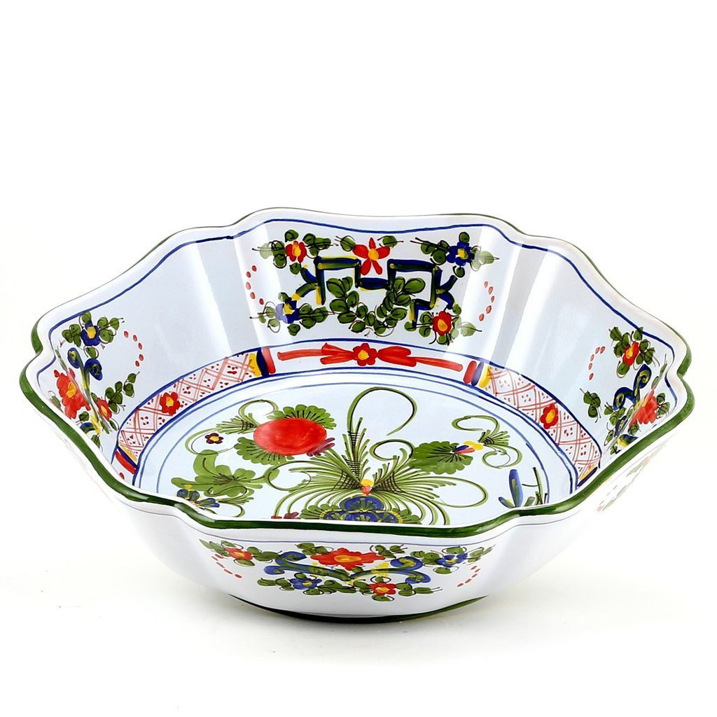 Italian Ceramic Pasta Soup Bowl - Faenza Garofano Carnation