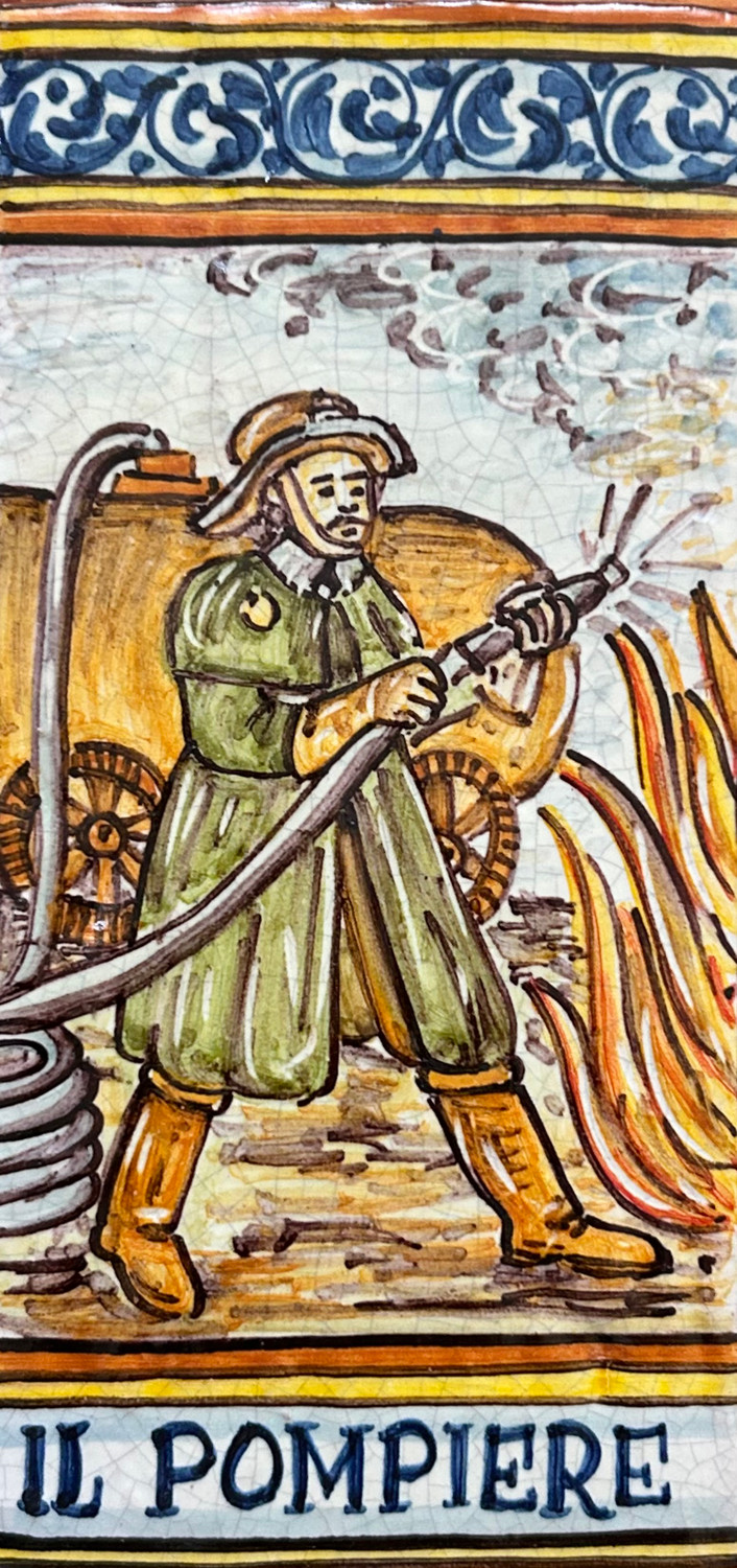 Italian Ceramic Firefighter Tile - IL POMPIERE