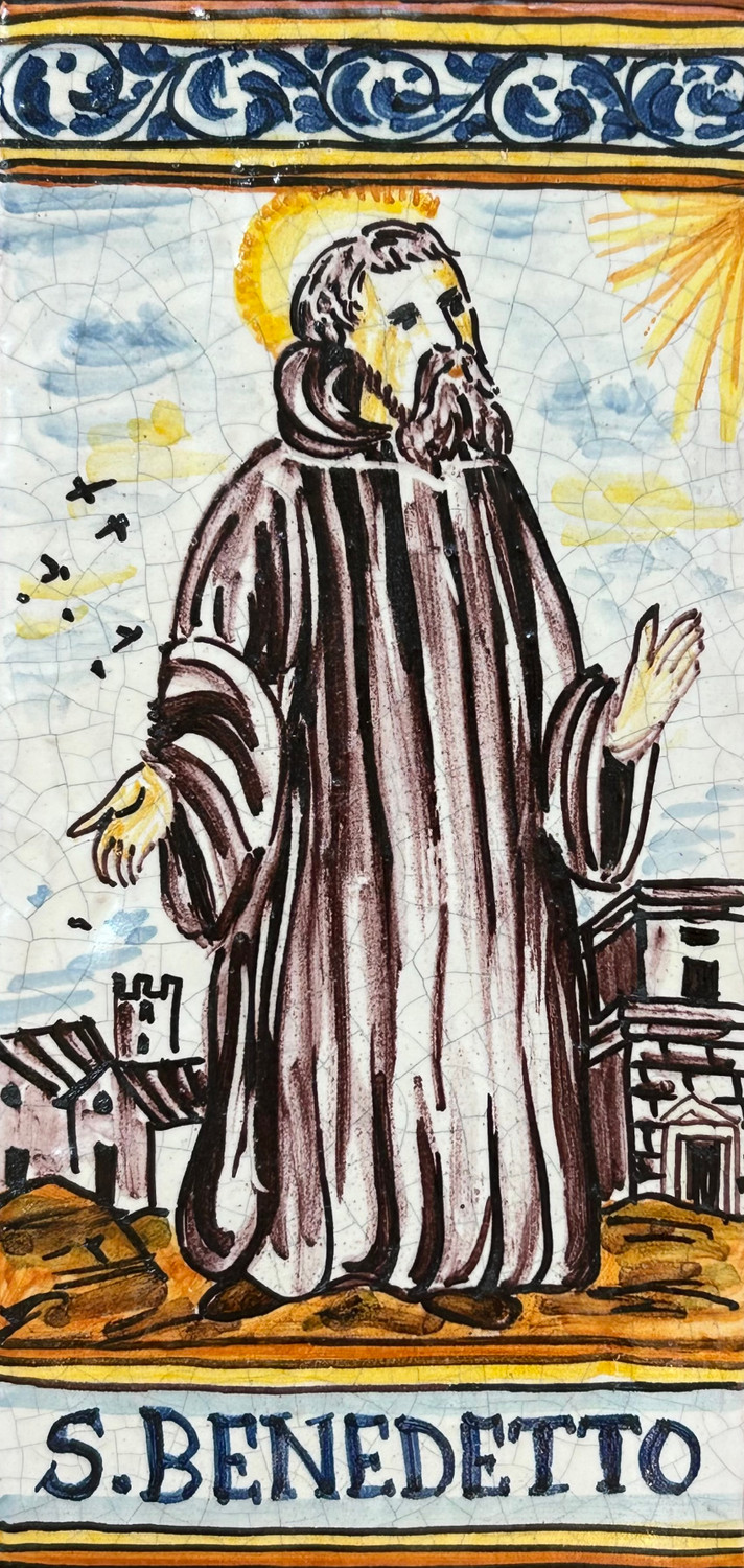 Italian Ceramic St. Benedict Tile - S. BENEDETTO