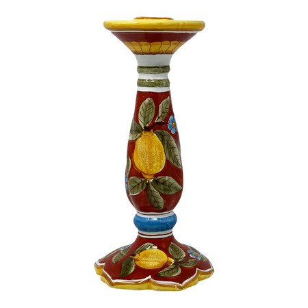 Italian Ceramic Candlestick - Positano Red