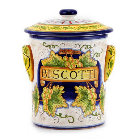 Italian Ceramic Biscotti Jar - Rustica - Cylinder Shape