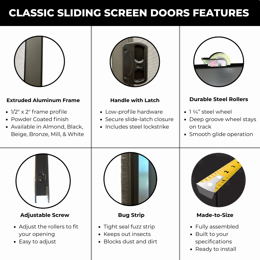 Classic Sliding Screen Door | Assembled & Ready to Install