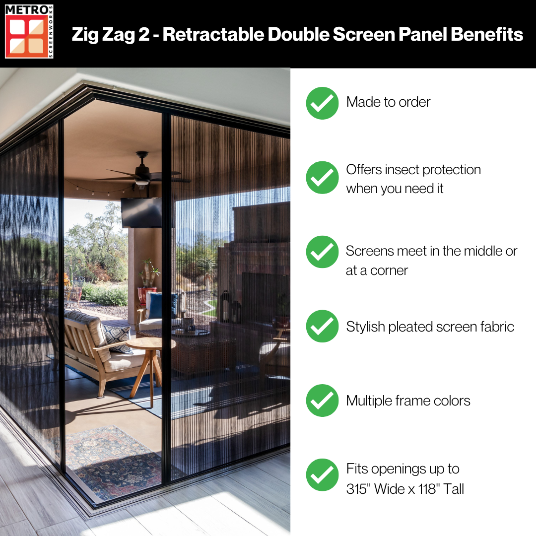 Zig Zag Double Retractable Screen for Large Openings | Genius®