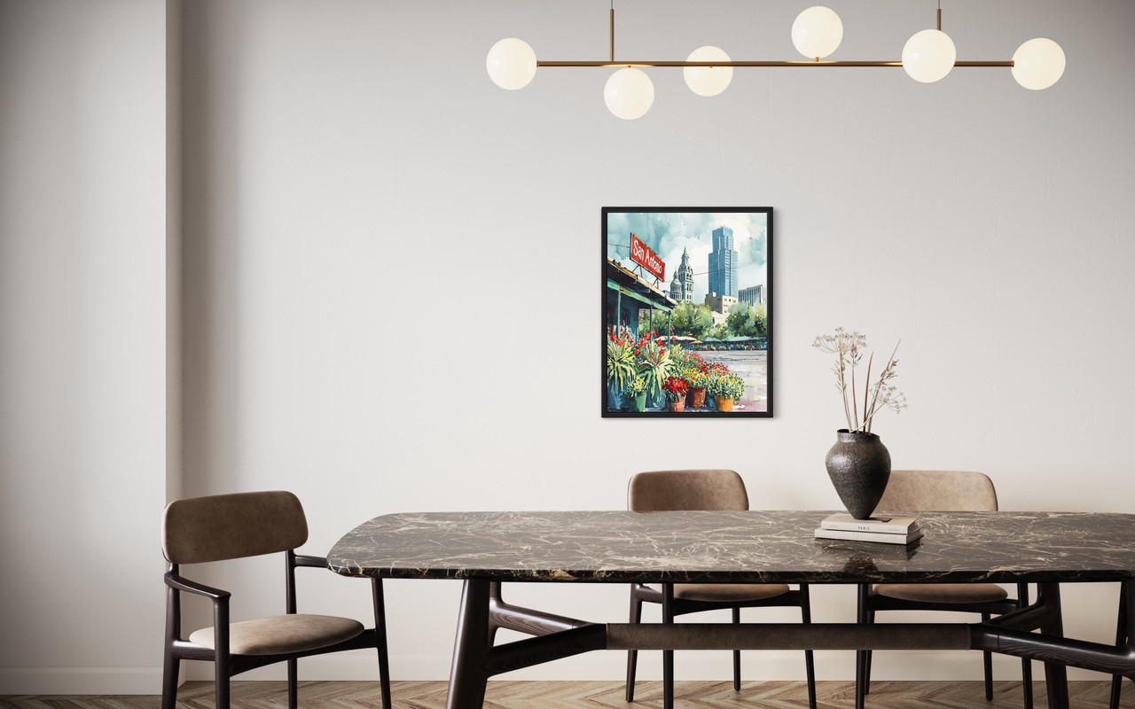 San Antonio City Flower Market Art Print Poster