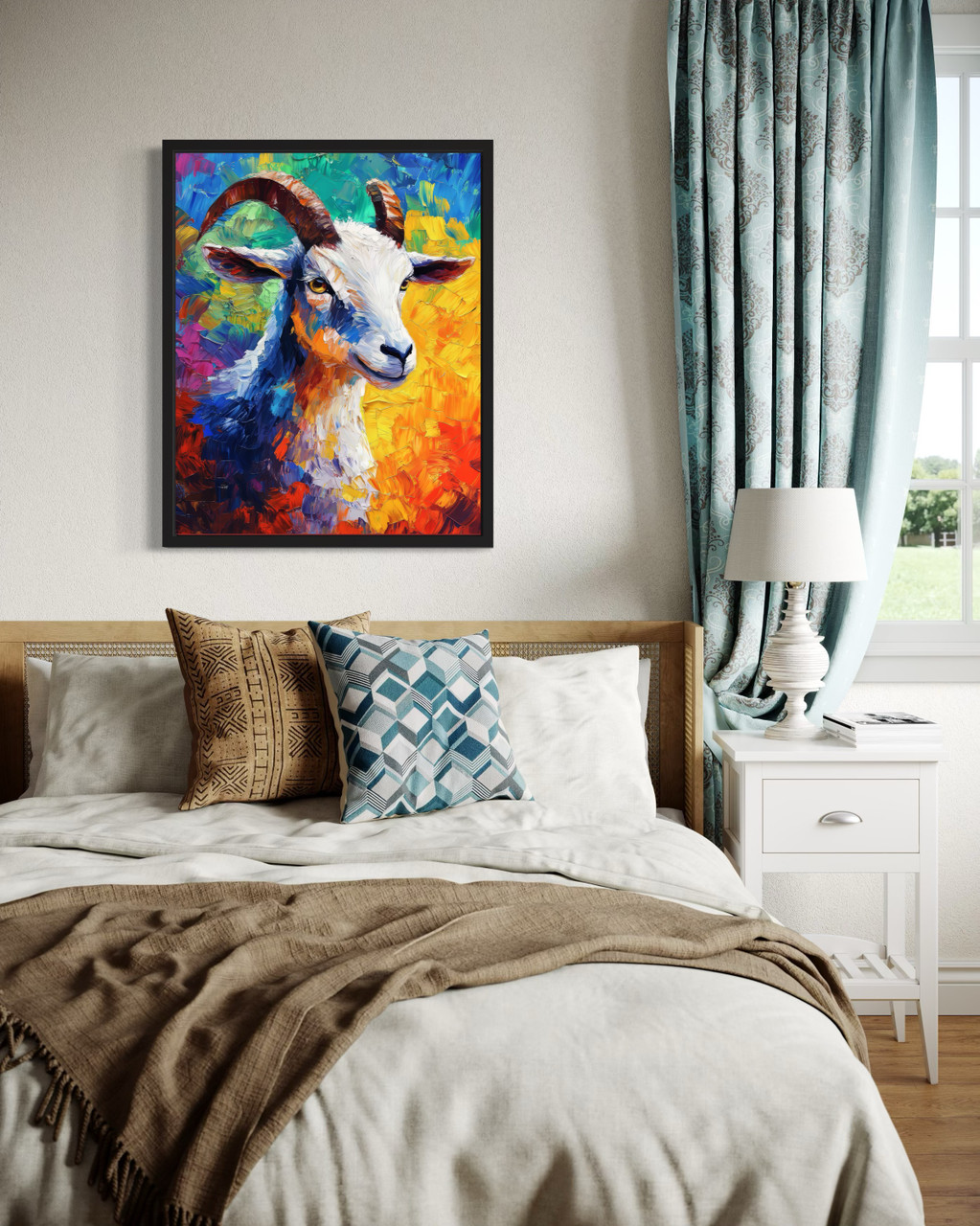 Goat Colorful Abstract Art Print Poster
