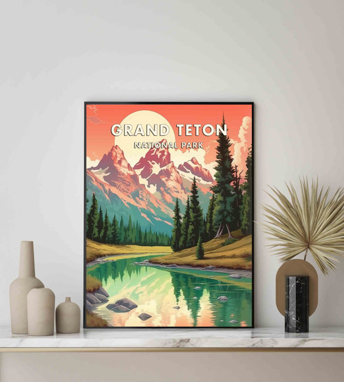 Grand Teton National Park Portrait Art Print Poster