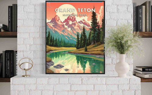 Grand Teton National Park Portrait Art Print Poster