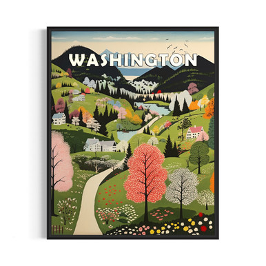 Washington Scenery Portrait Art Print Poster