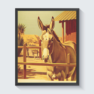 Donkey Vintage Animal Portrait Art Print Poster