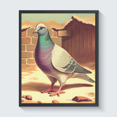 Pigeon Vintage Animal Portrait Art Print Poster