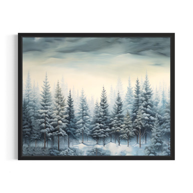 Winter Pine Tree Forest Portrait Art Print Poster