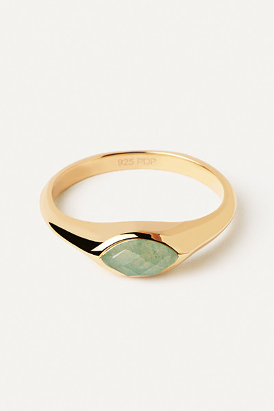 PDPAOLA Nomad Aventurine Stamp Gold Ring | Bijoux Collection