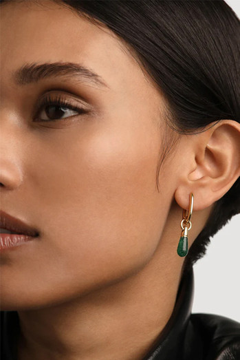 PDPAOLA Jupiter Green Aventurine Single Hoop Earring PG01-094-U ...