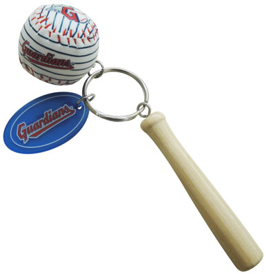 Cleveland Guardians Ball with Bat Keychain