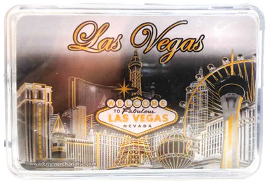 Las Vegas Black and Gold Playing Cards with Welcome Sign Collage