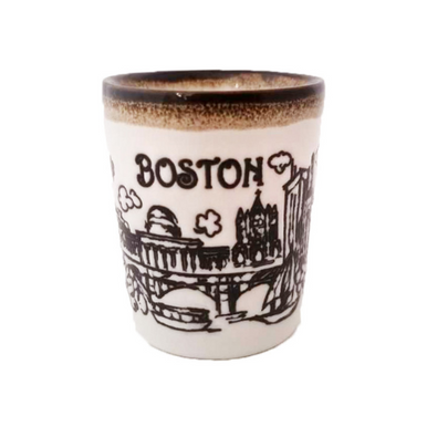 Boston Mini Ceramic Cup - White/Brown Drip Finish